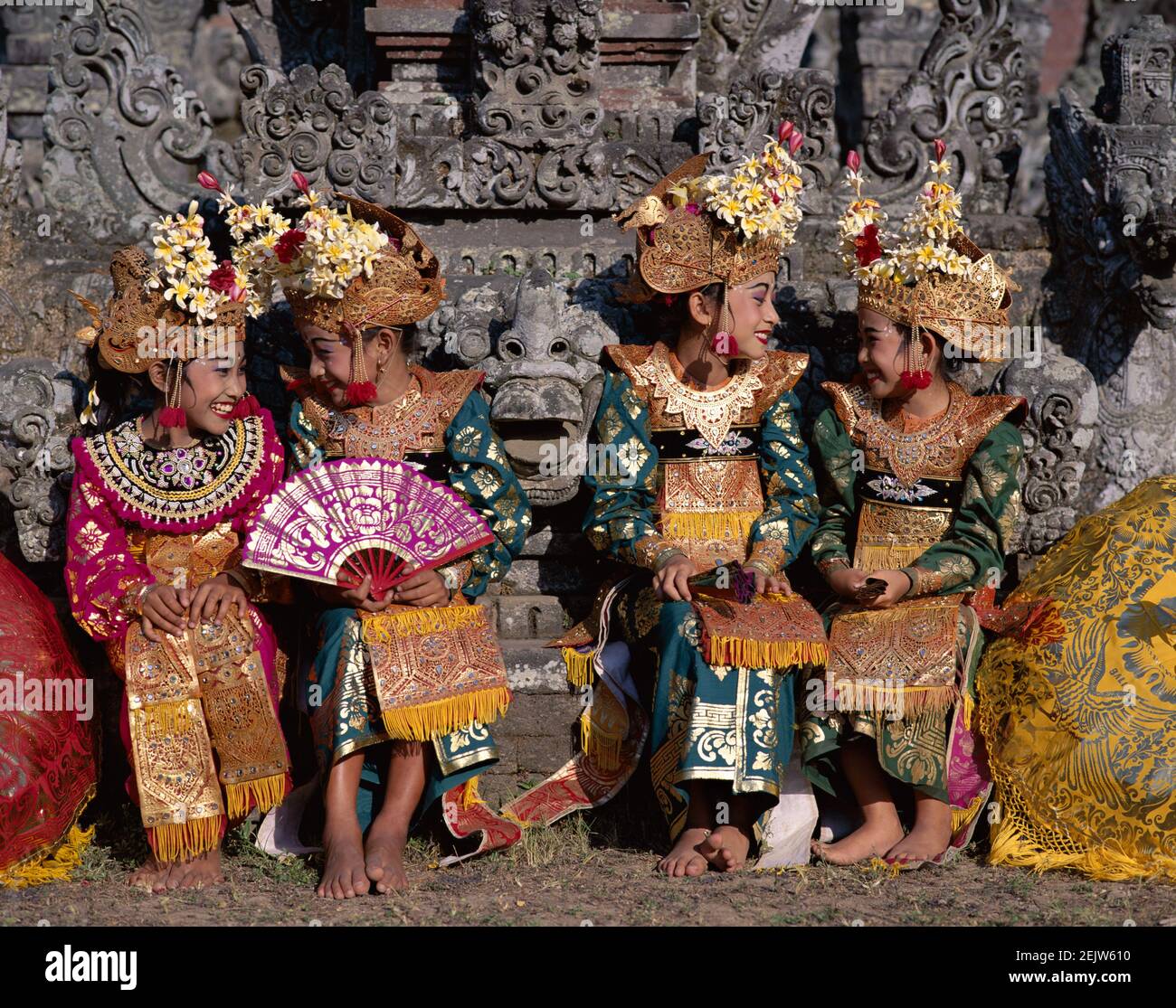 Asia, Indonesia, Bali, Portrait of a beautiful smiling Balinese legong ...