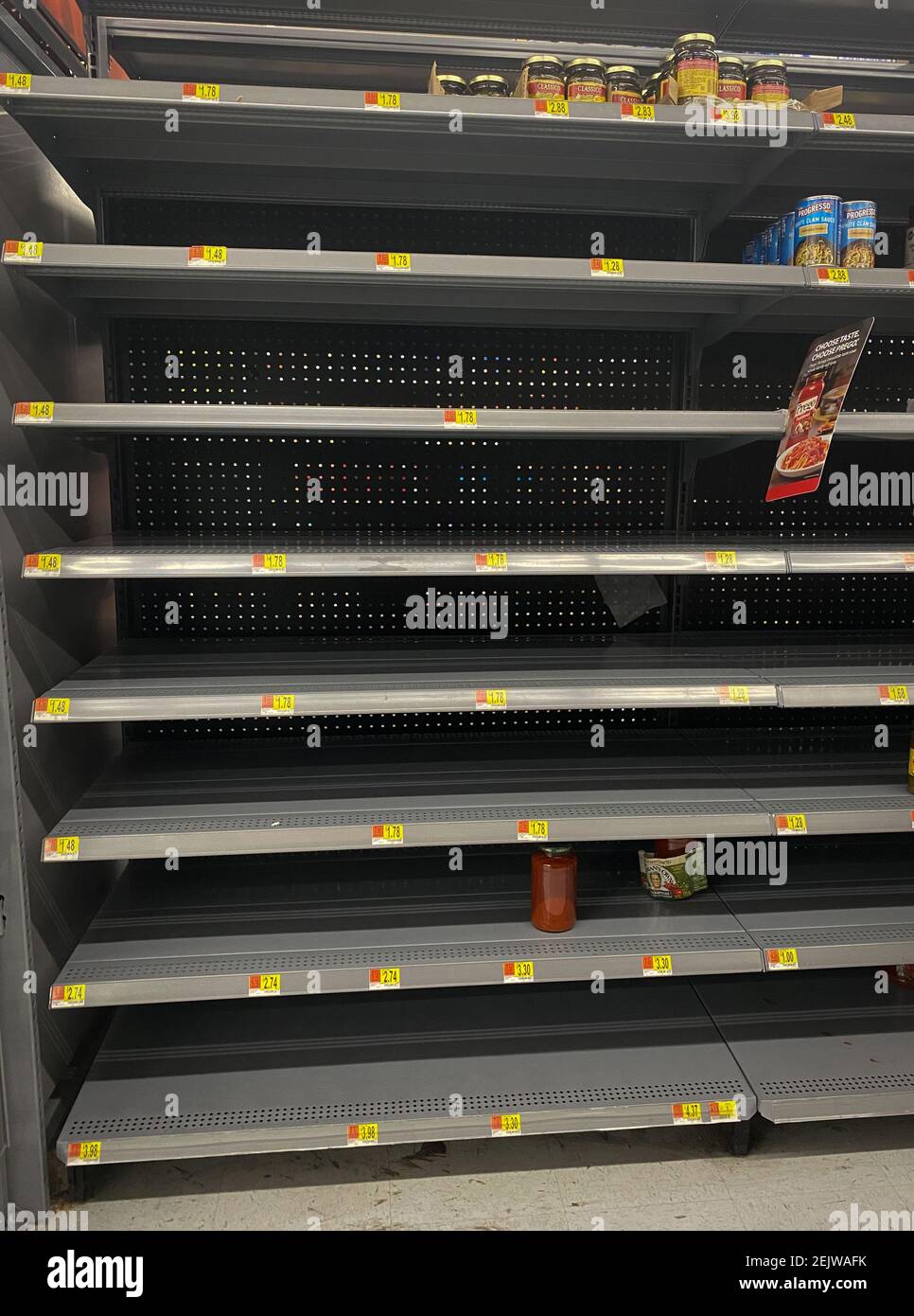 Empty shelves are seen at Walmart in Salt Lake City on March 13, 2020 ...