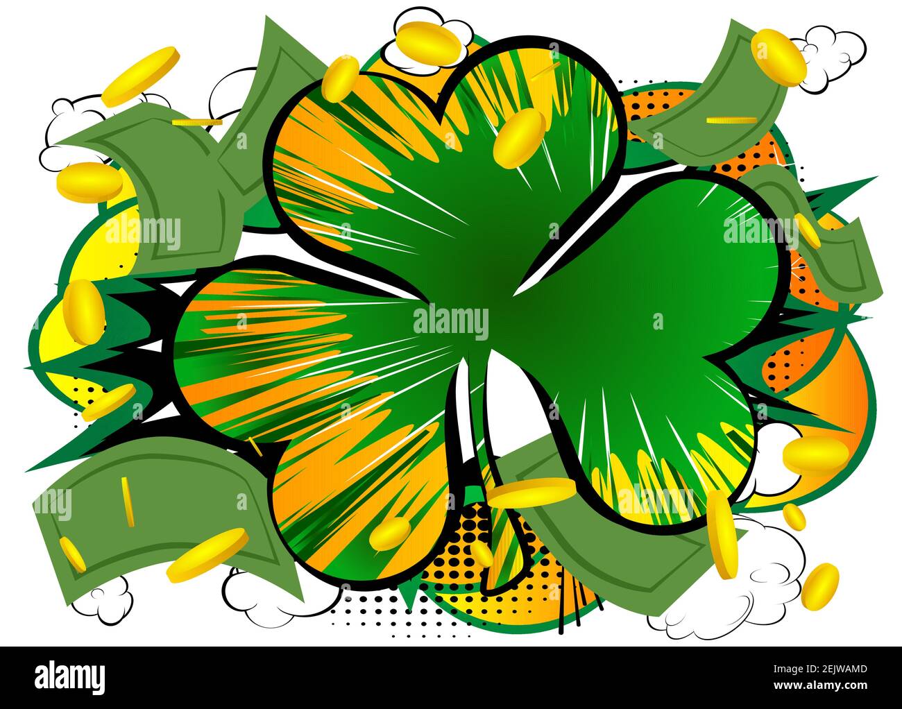 Luck related comic book background, banner, template, poster. Cartoon ...