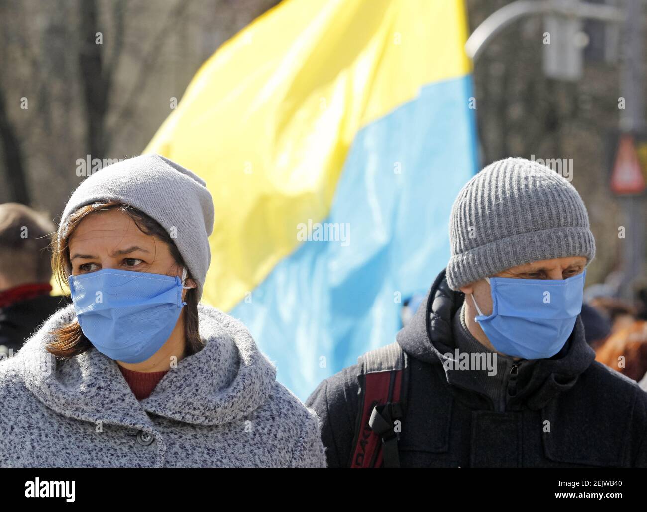 People wearing protective masks as a preventive measure against the ...