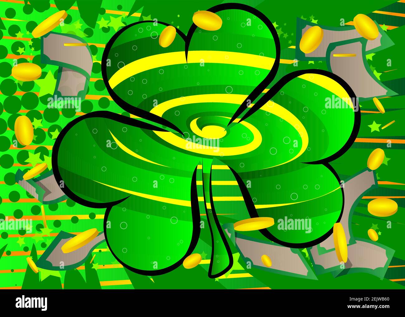 Luck related comic book background, banner, template, poster. Cartoon ...