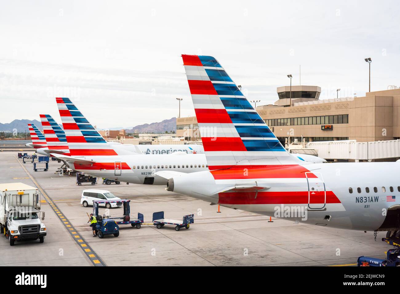 American Airlines aircrafts seen at Phoenix Sky Harbor International ...