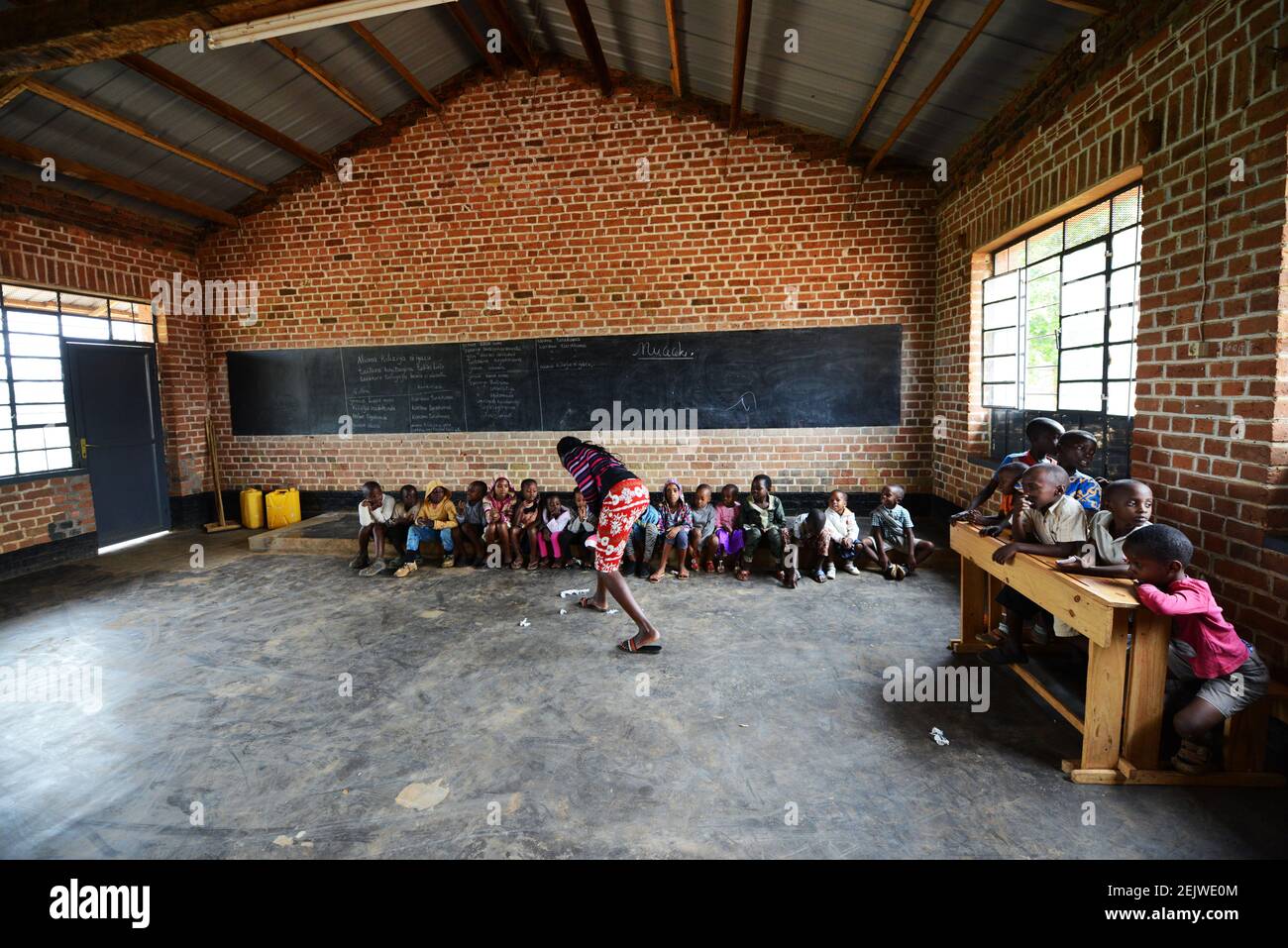Rwandan primary school children in their classroom, Nyamata, Rwanda ...