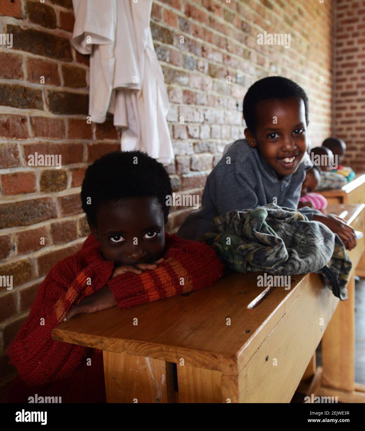 Rwandan primary school children in their classroom, Nyamata, Rwanda ...