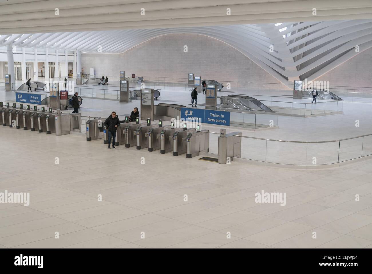 (3/16/2020) PATH WTC Station is sparsely populated due to ongoing ...