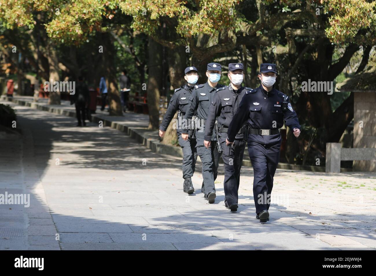 ZHOUSHAN, CHINA - MARCH 20, 2020 - Police patrol the area, the first ...