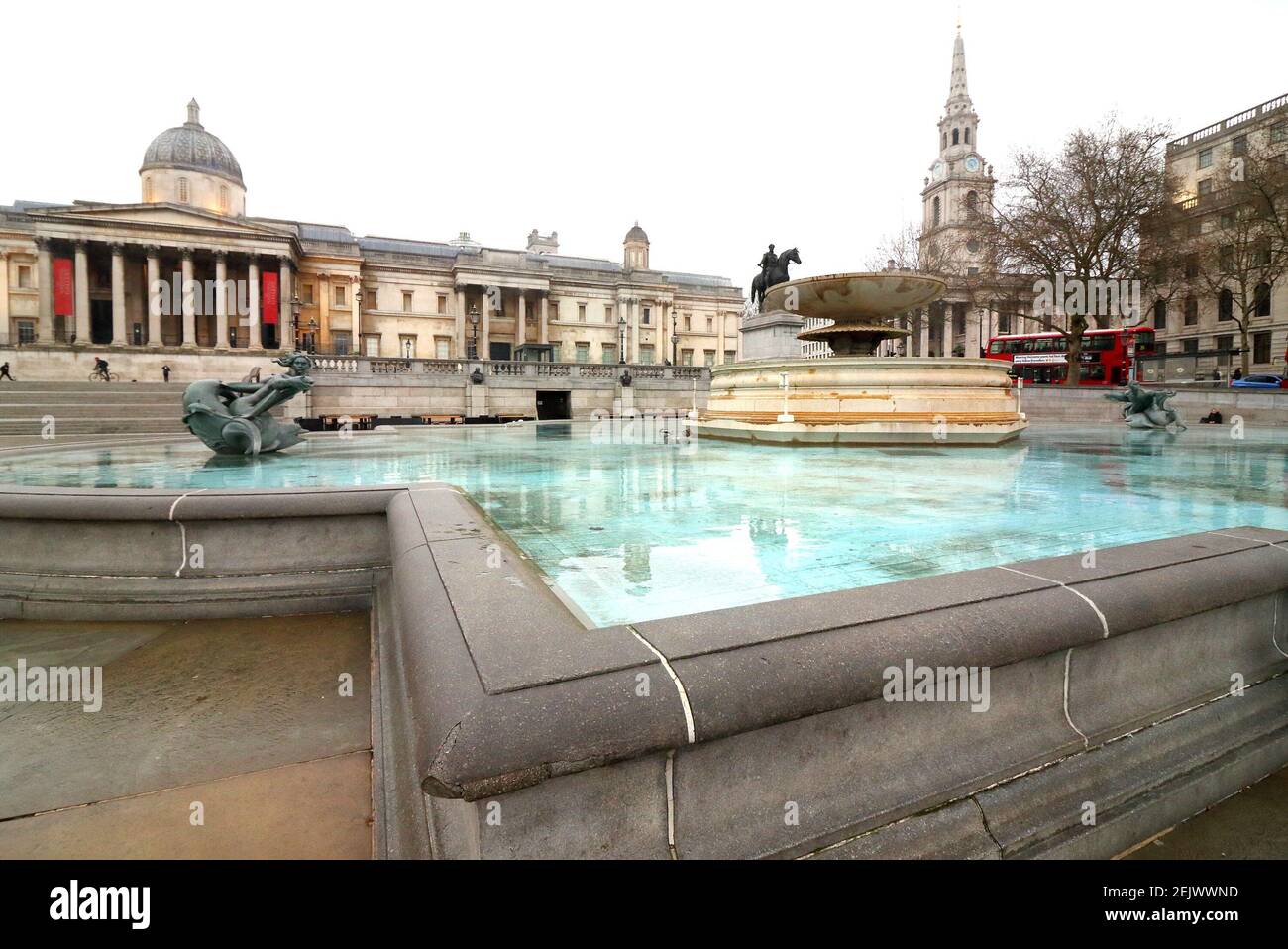 View of a deserted Trafalgar Square amid Coronavirus threats in London ...