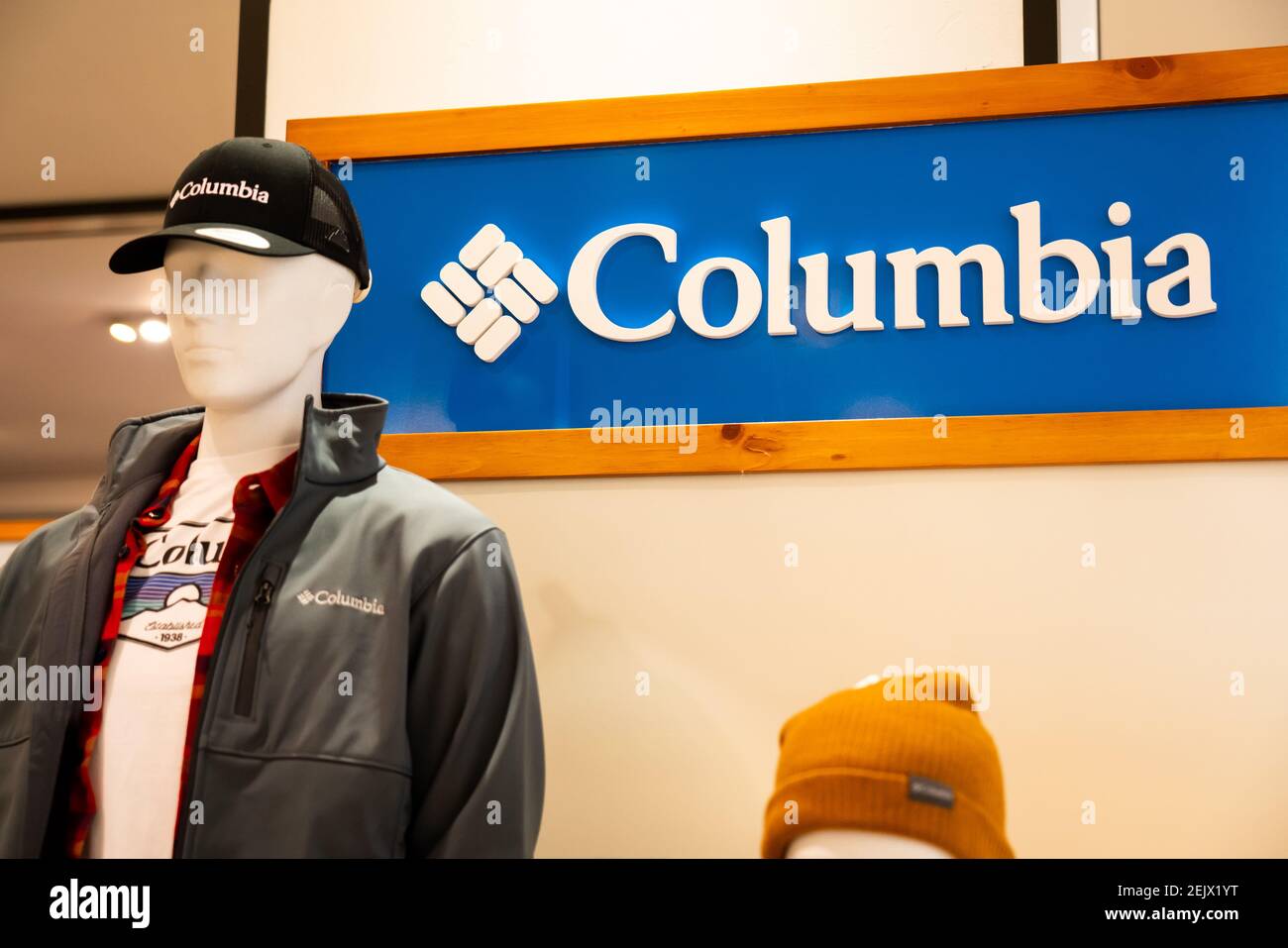 Columbia stall seen in a Macy's department store in New York City ...