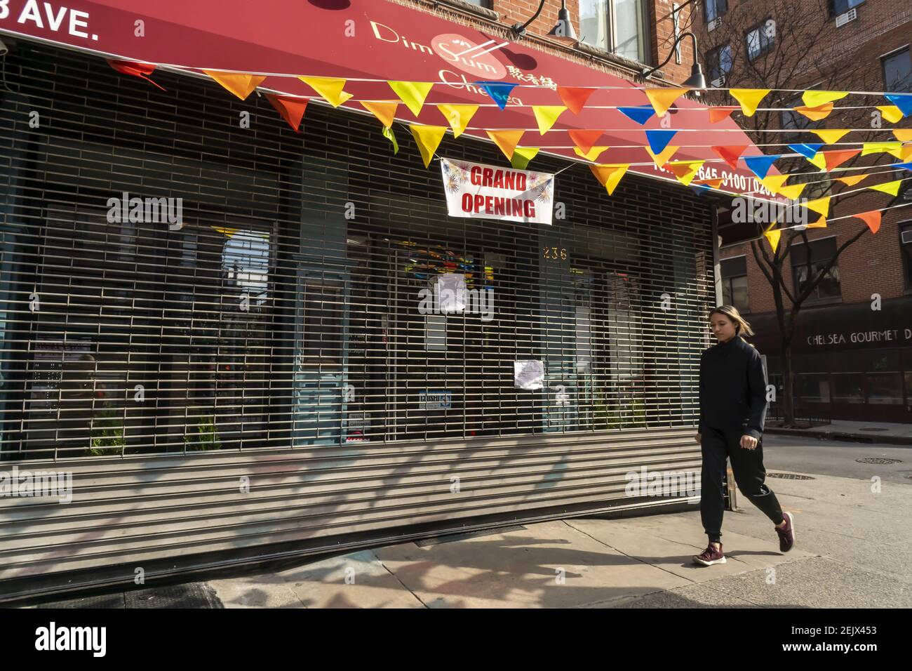 Closed stores and businesses in the Chelsea neighborhood in New York on ...