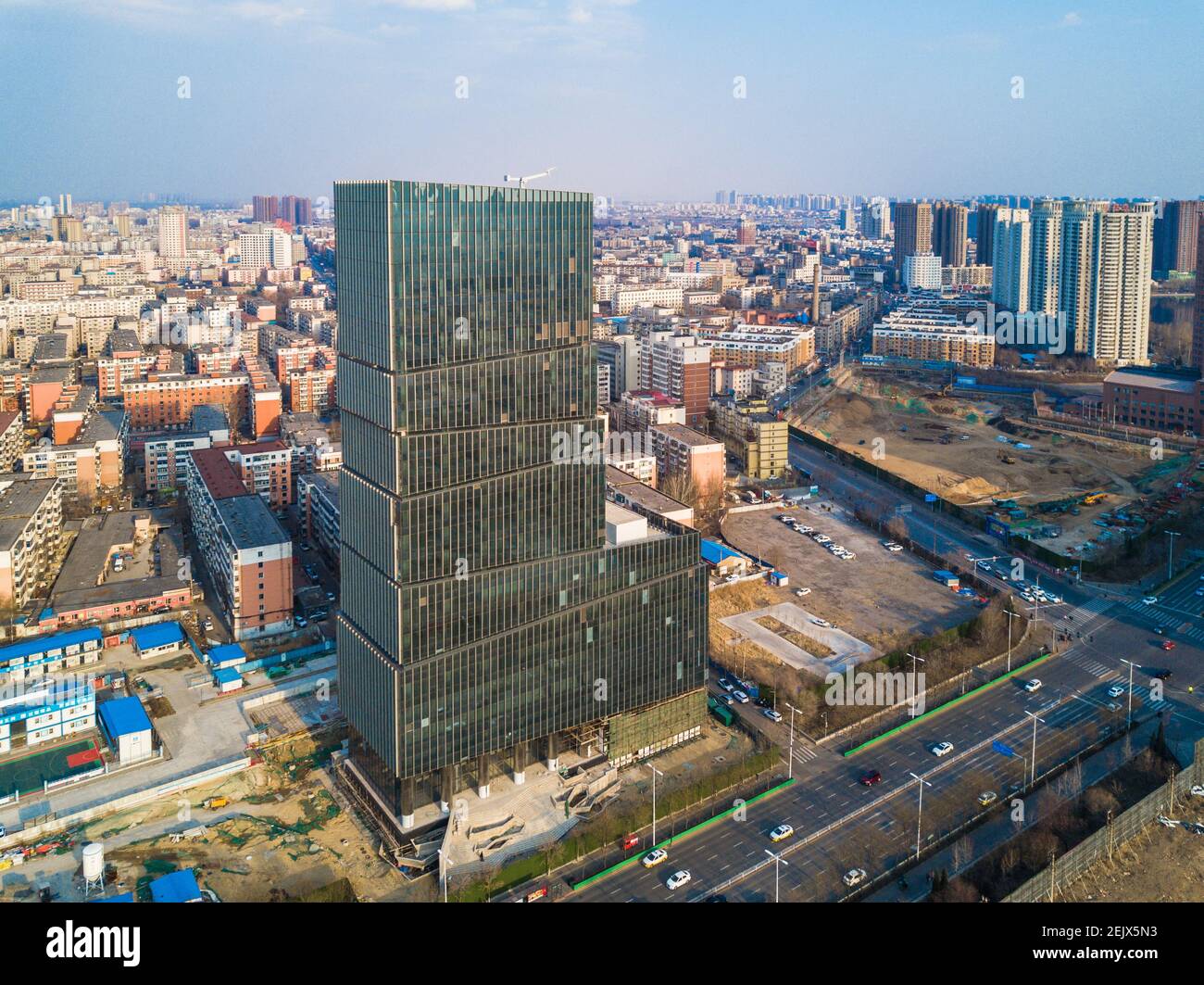 An aerial view of a 50-meter-high boot-like building that attracts ...