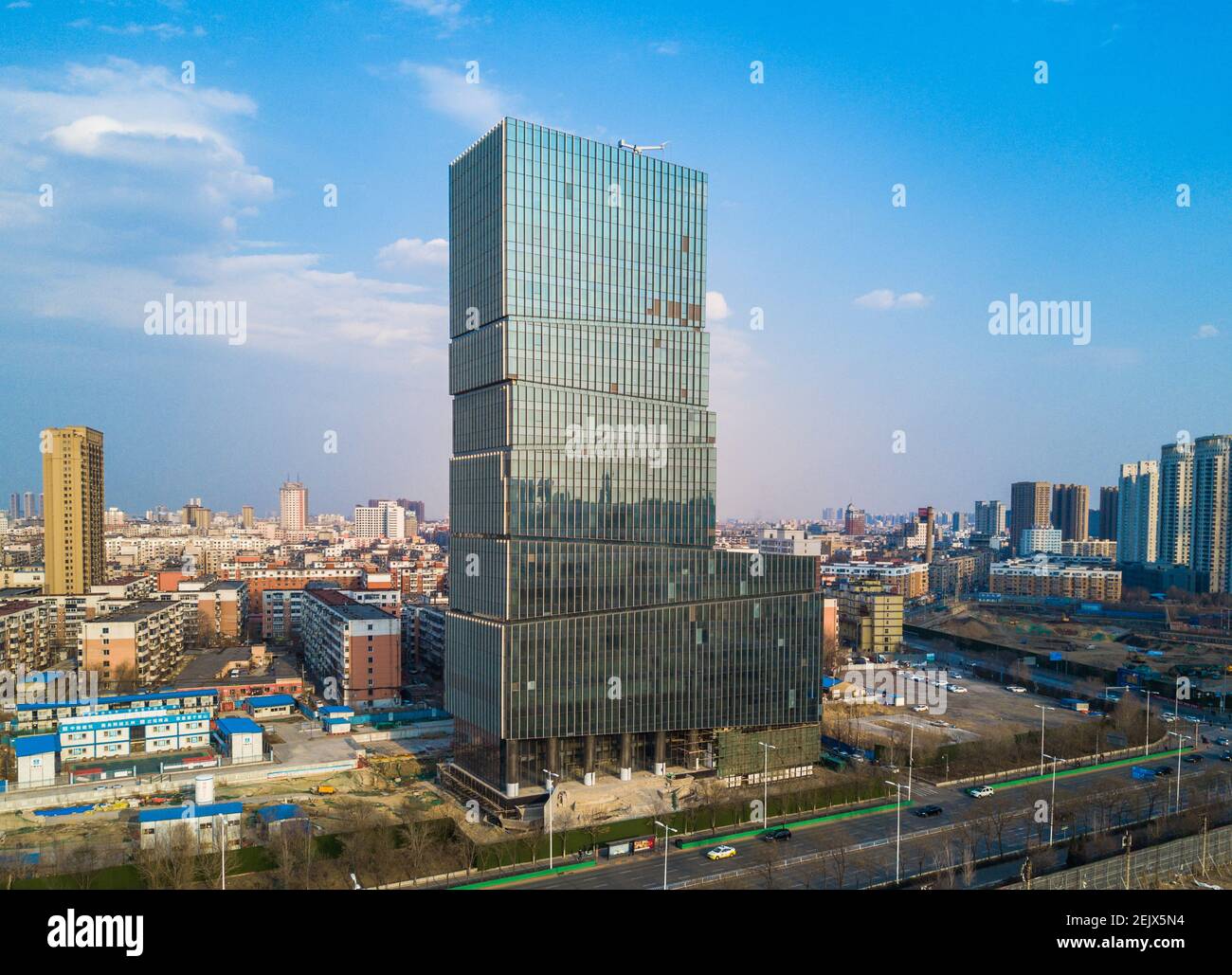An aerial view of a 50-meter-high boot-like building that attracts ...