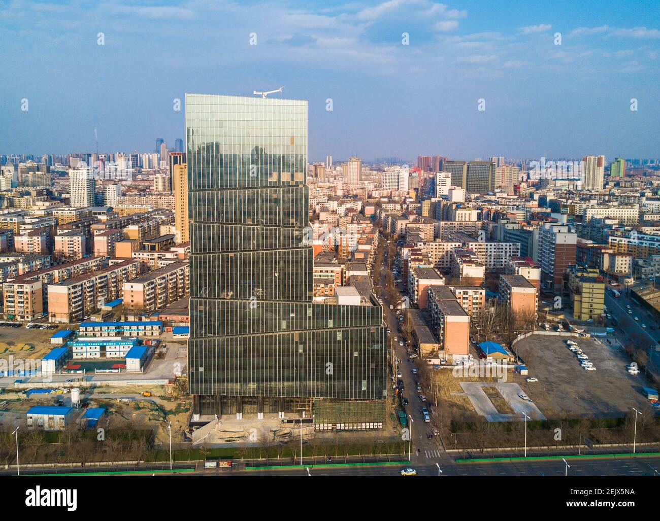 An aerial view of a 50-meter-high boot-like building that attracts ...