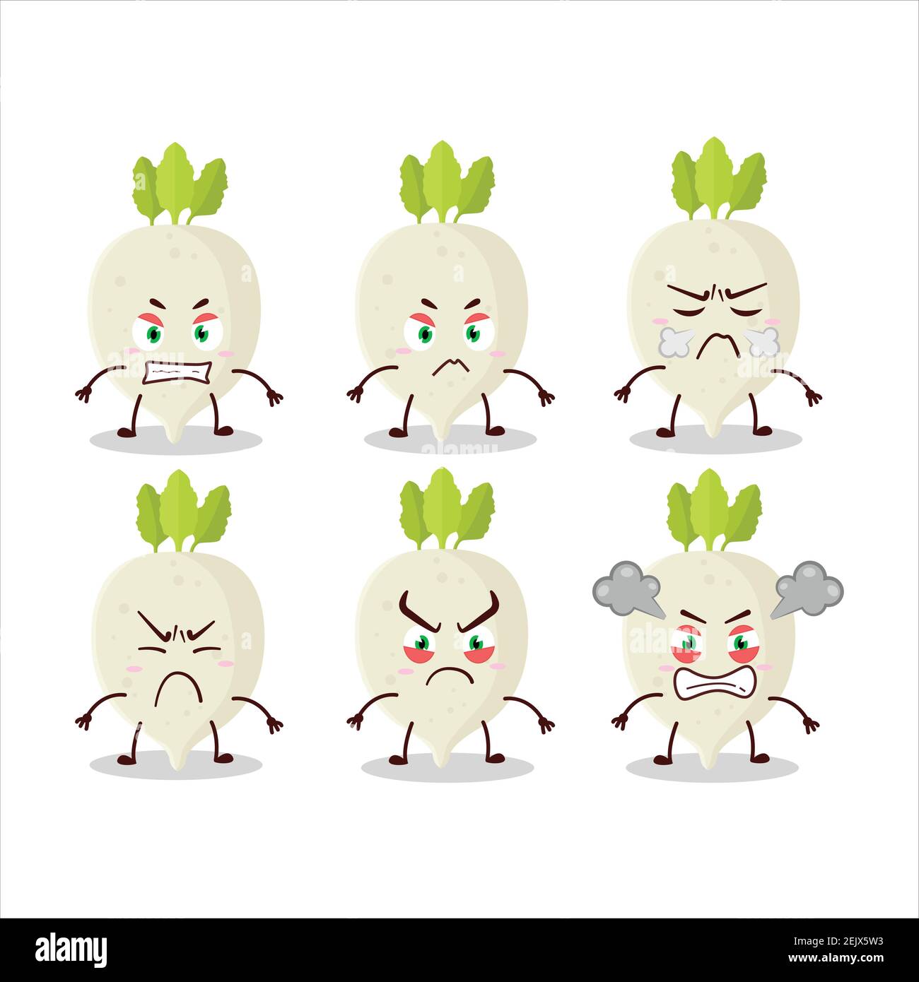 May turnip cartoon character with various angry expressions. Vector ...