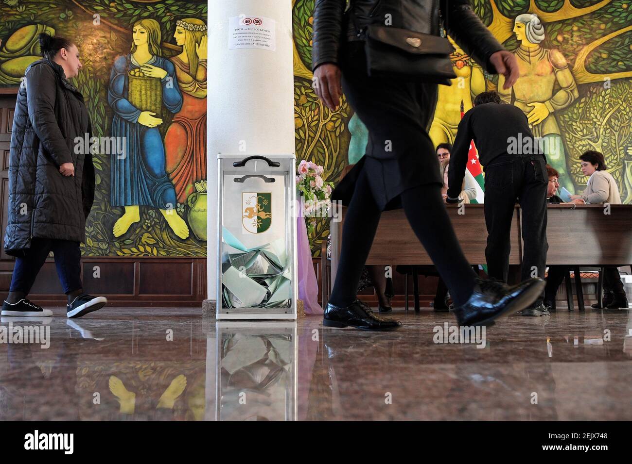Sun., Mar. 22, 2020, Abkhazia. Snap elections in Abkhazia. Voting at ...