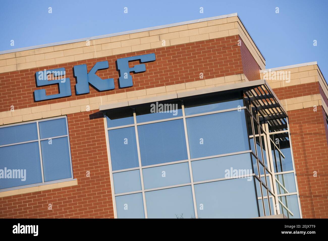 A logo sign outside of a facility occupied by AB SKF in Lansdale ...
