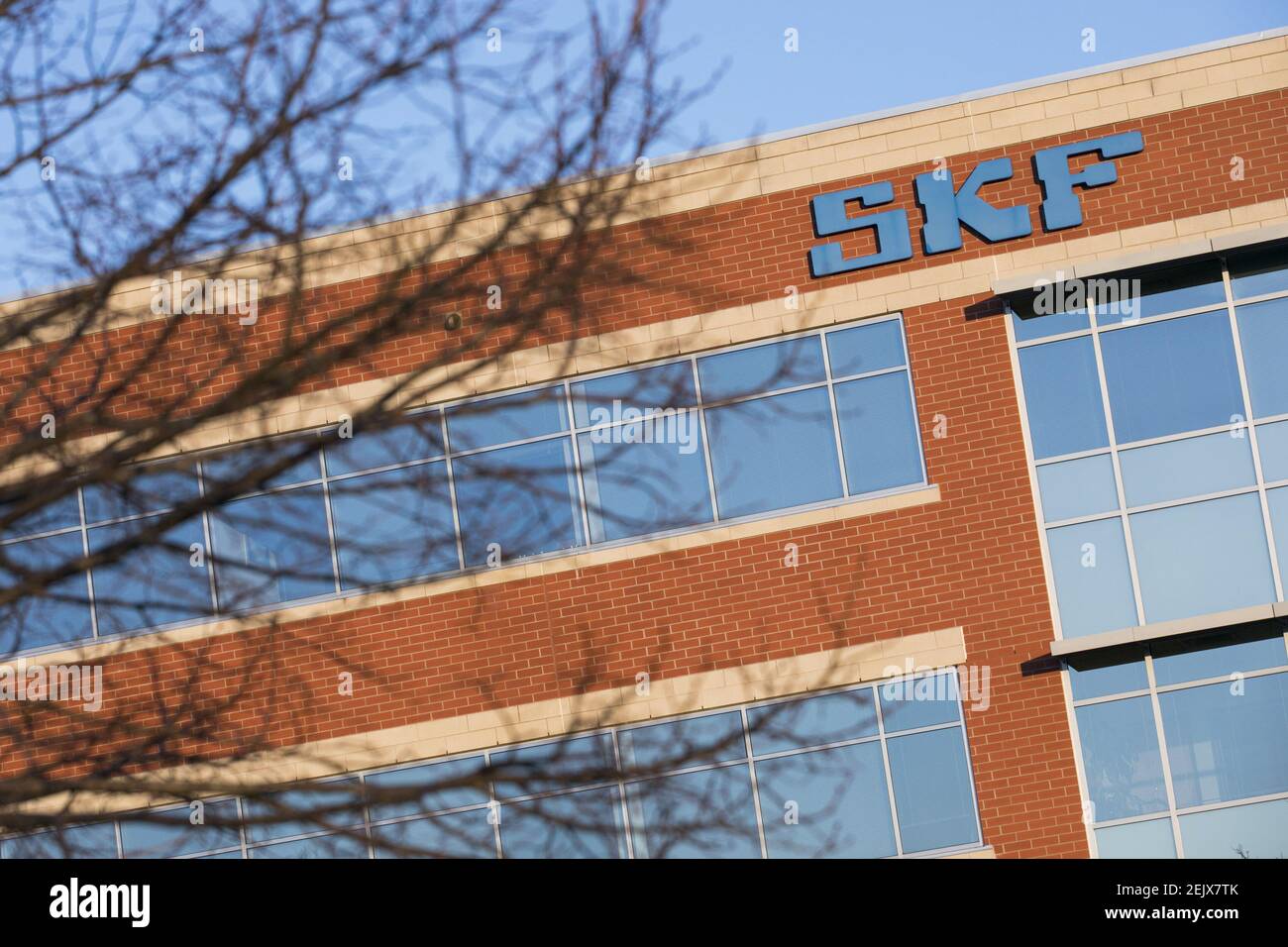 A logo sign outside of a facility occupied by AB SKF in Lansdale ...