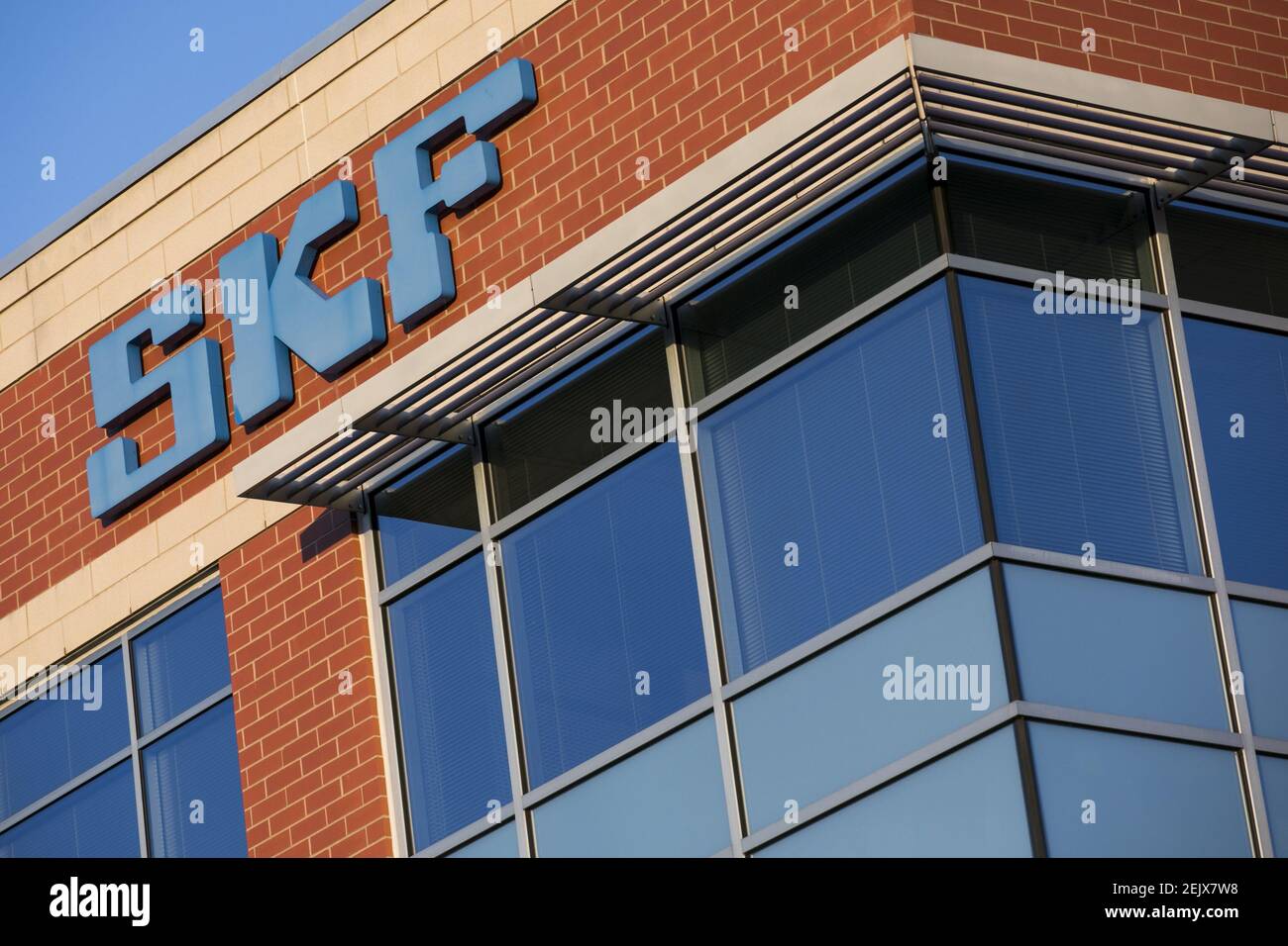 A logo sign outside of a facility occupied by AB SKF in Lansdale ...