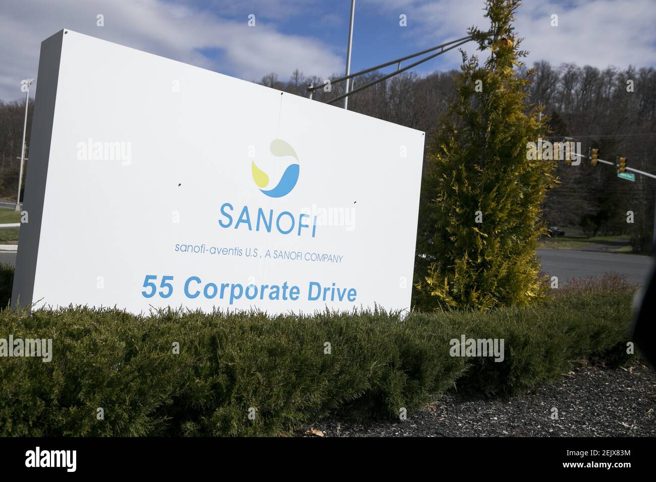 A logo sign outside of a facility occupied by Sanofi in Bridgewater ...