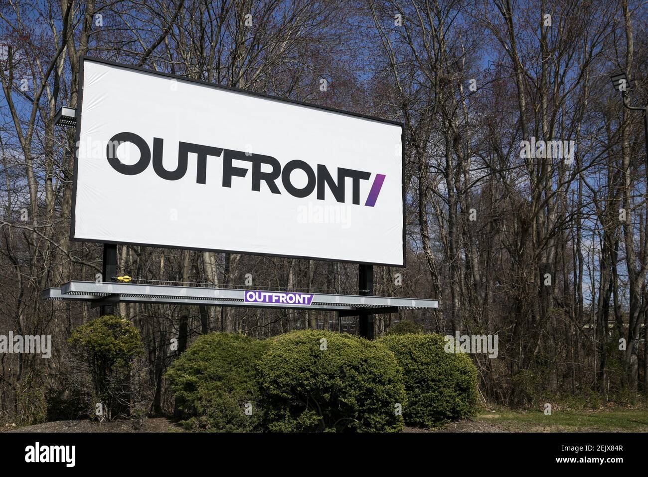 A billboard with the Outfront Media logo in Fairfield, New Jersey, on ...