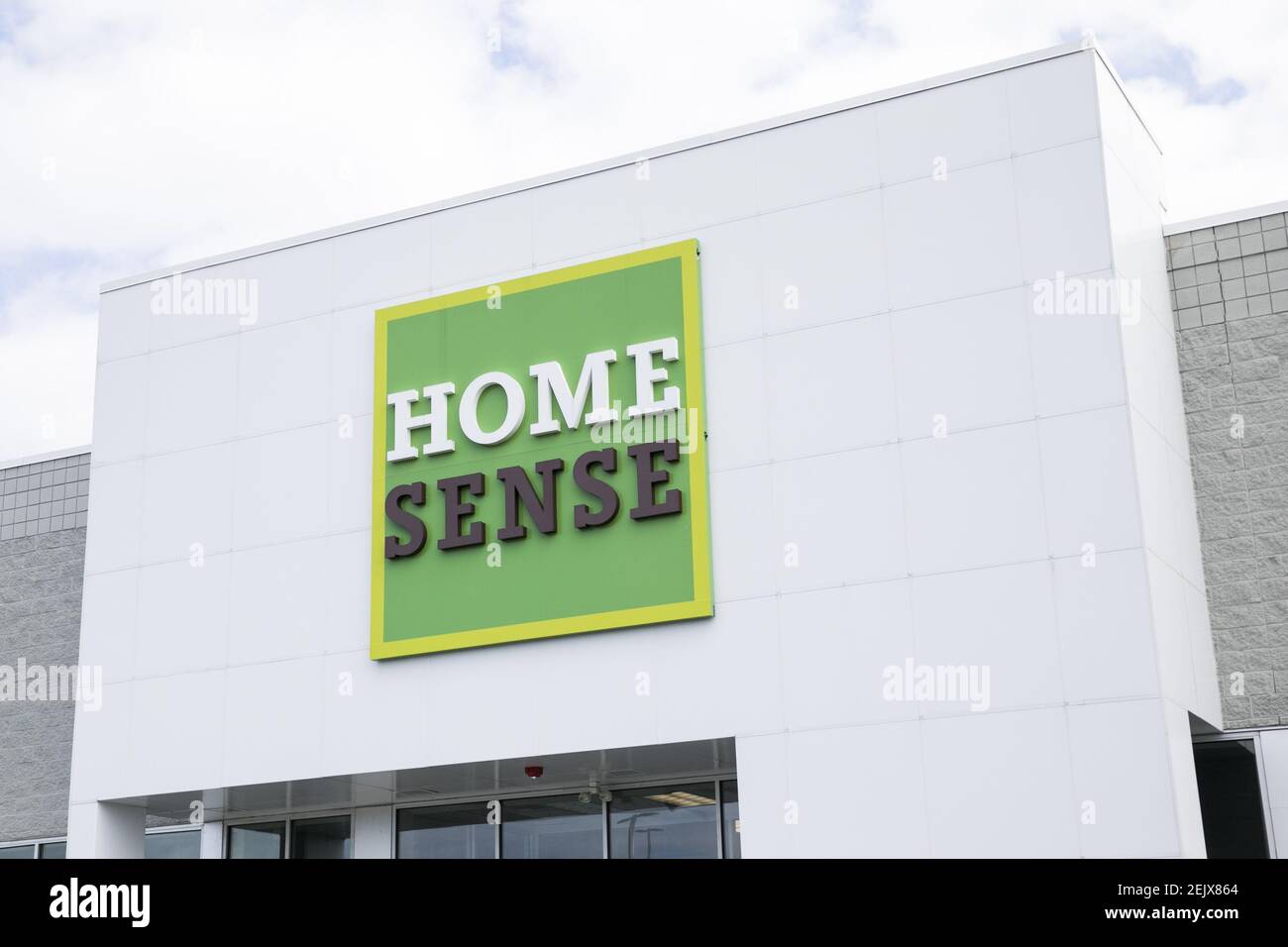 A logo sign outside of a HomeSense retail store location in East ...