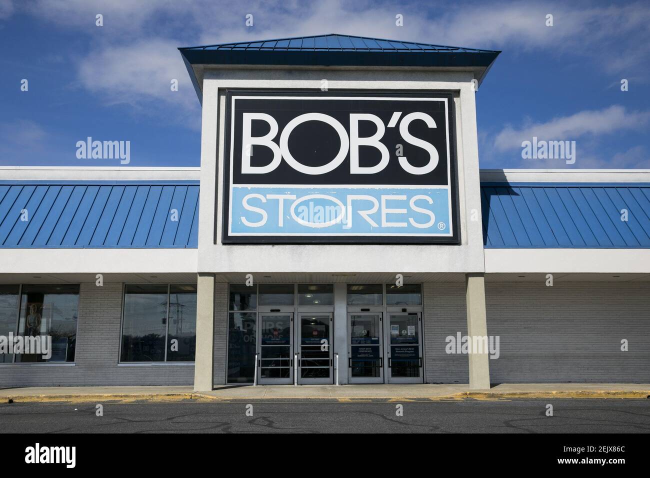 A logo sign outside of a Bob's Stores retail store location in Totowa ...