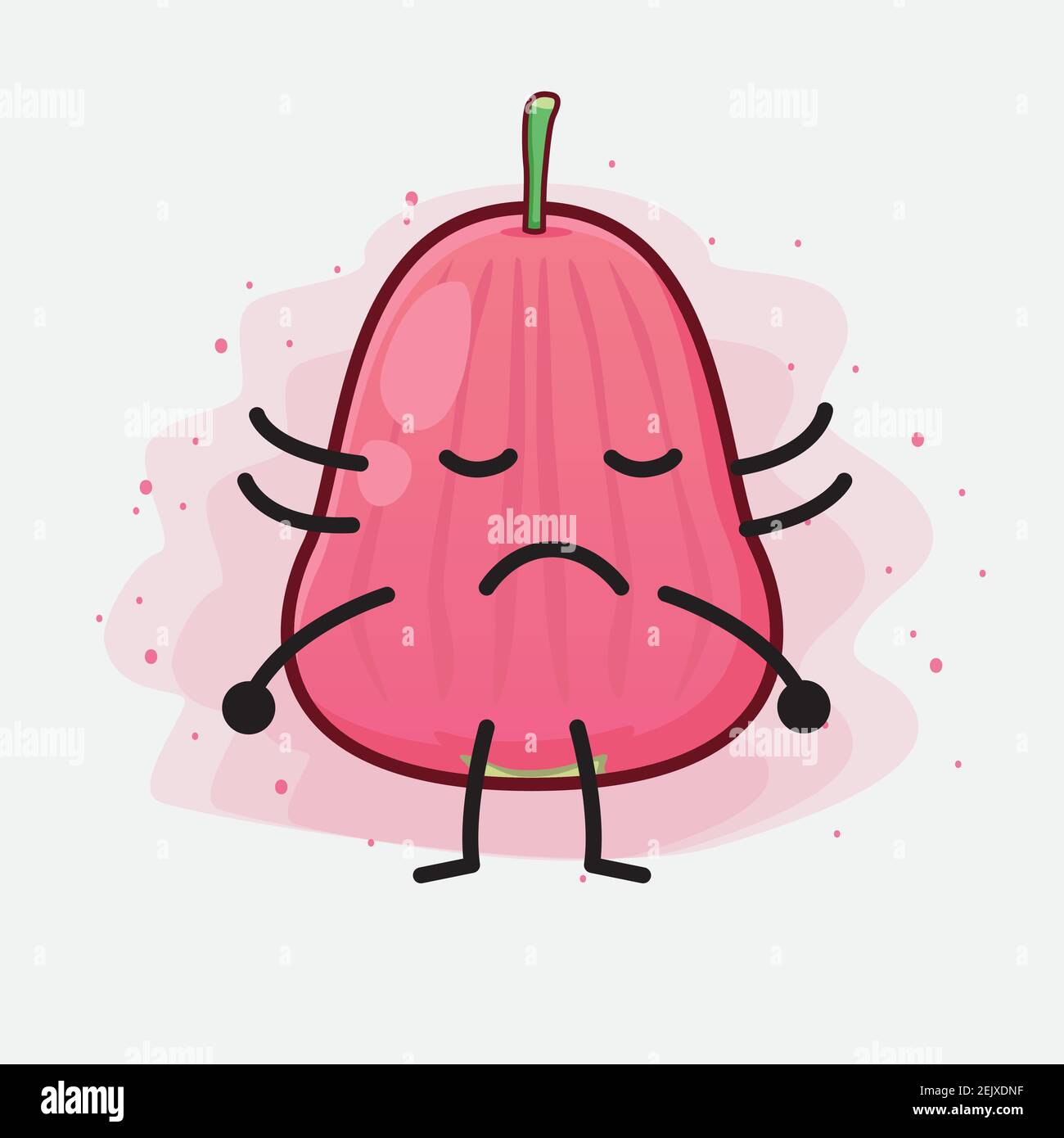 Vector Illustration Of Java Apple Fruit Character With Cute Face Simple Hands And Leg Line Art