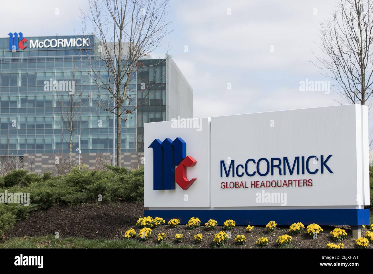 A logo sign outside of the headquarters of McCormick & Company in Hunt ...