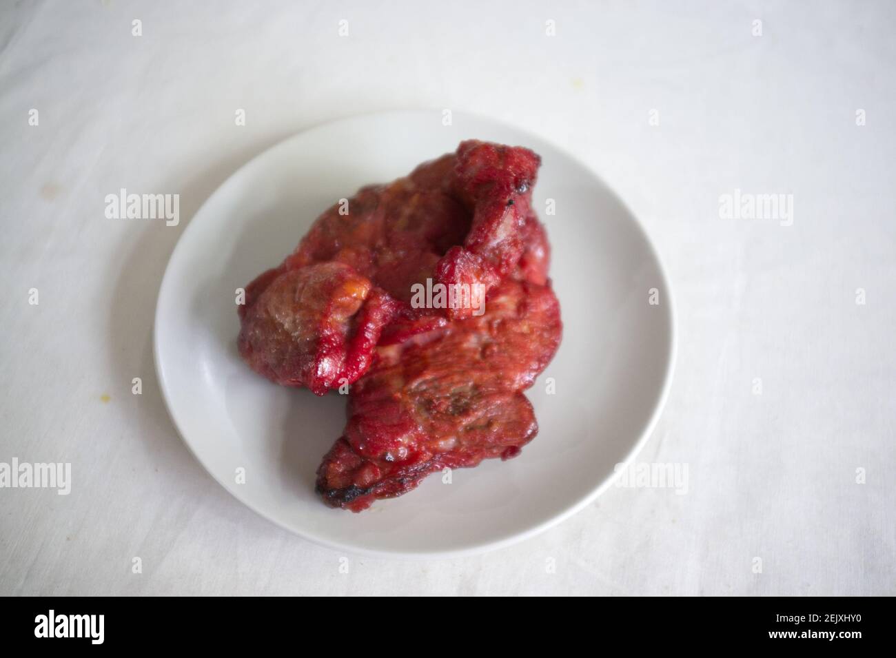 Roasted red pork on dish , THAI cuisine , Chinese food Stock Photo - Alamy