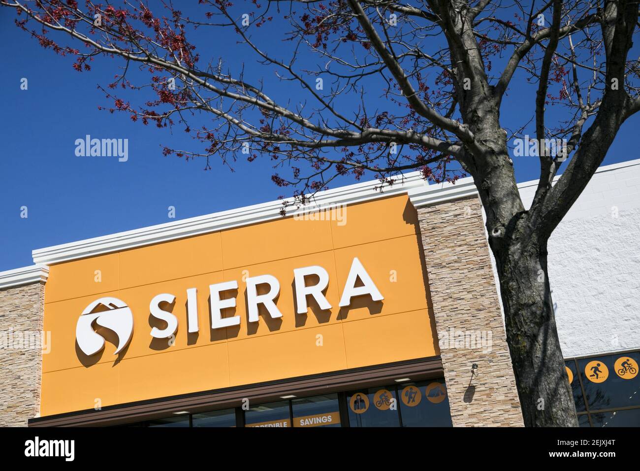 A logo sign outside of a Sierra retail store location in Frederick ...