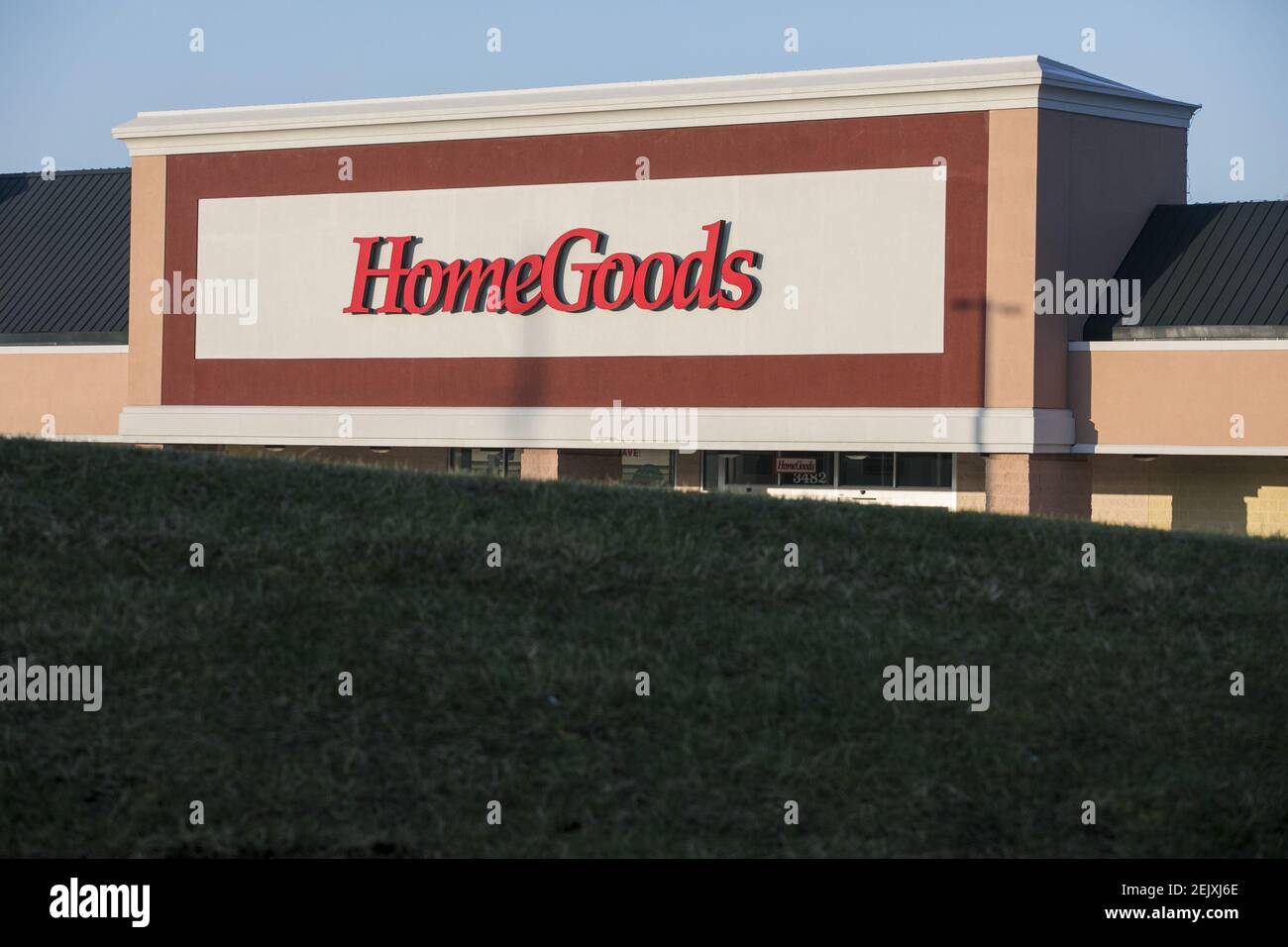 A logo sign outside of a HomeGoods retail store location in Abingdon ...
