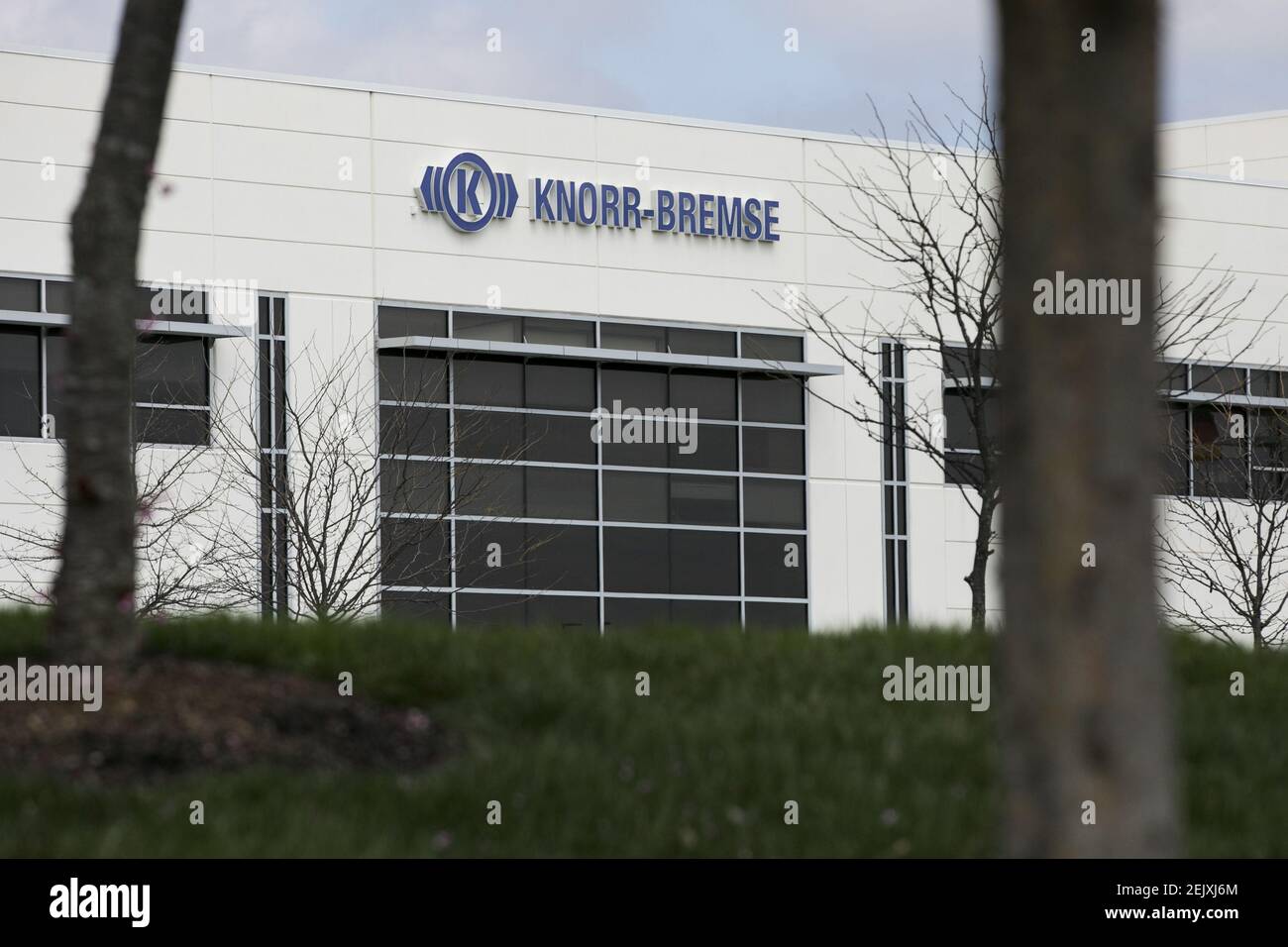 A logo sign outside of a facility occupied by the Knorr Brake Company ...