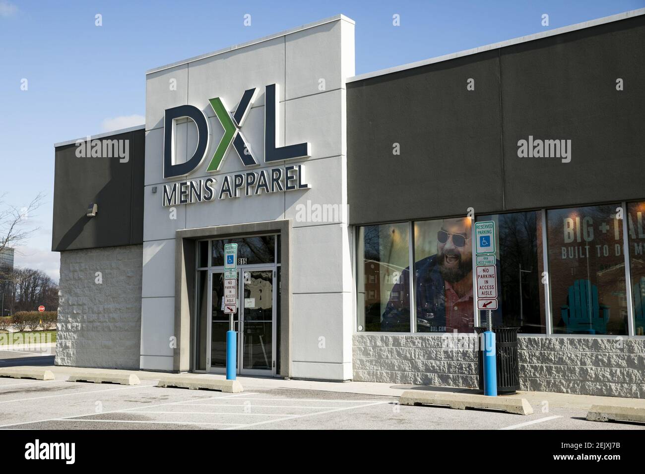 A logo sign outside of a Destination XL (DXL) retail store location in Towson, Maryland on March ...