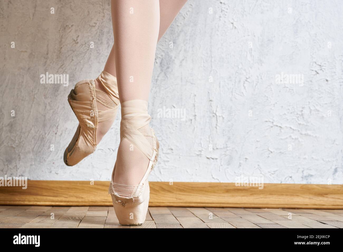 Legs ballerina pointe shoes exercise silhouette performance Stock Photo ...