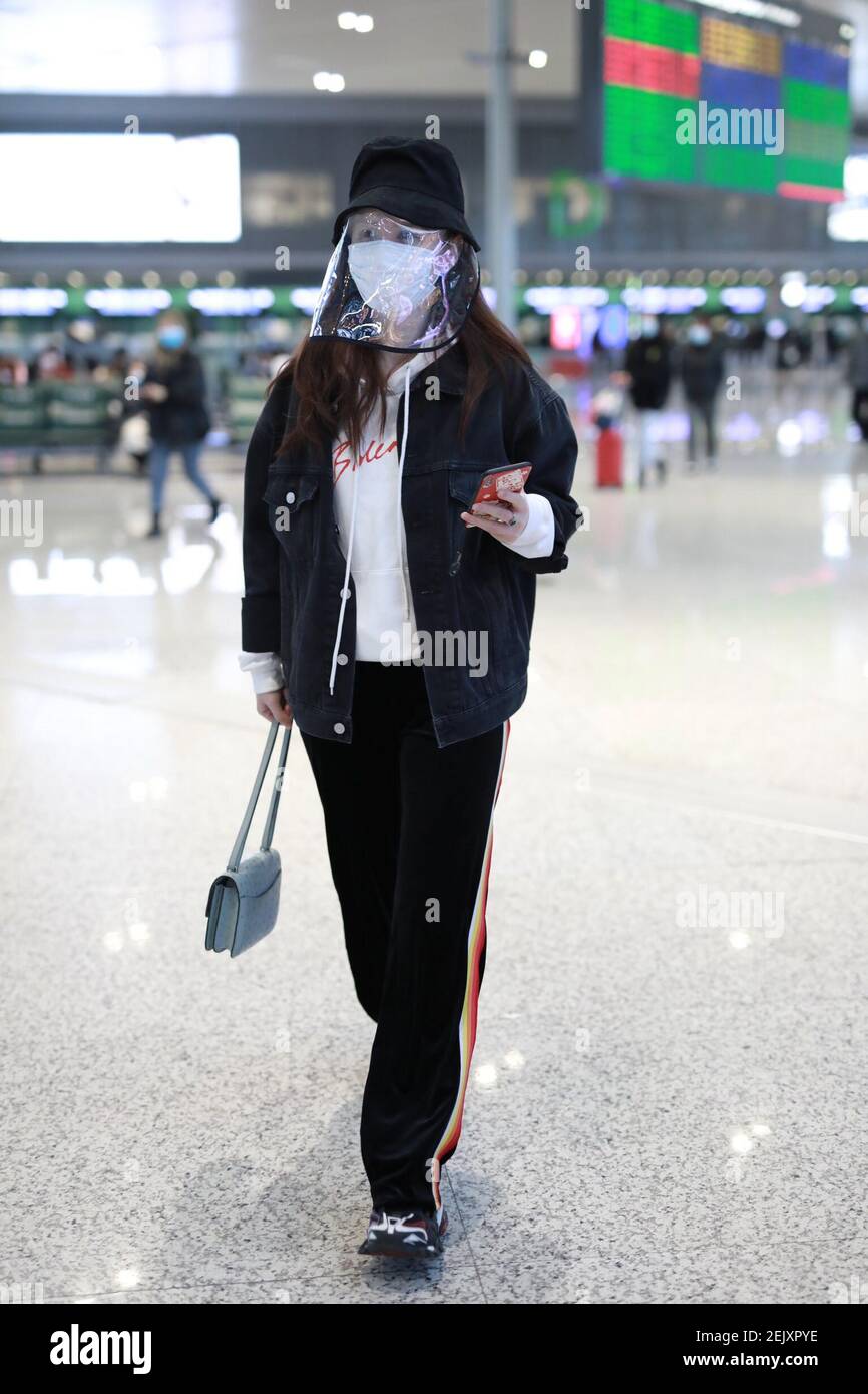 Chinese actress Zhang Meng or Alina Zhang arrives at a Beijing airport ...