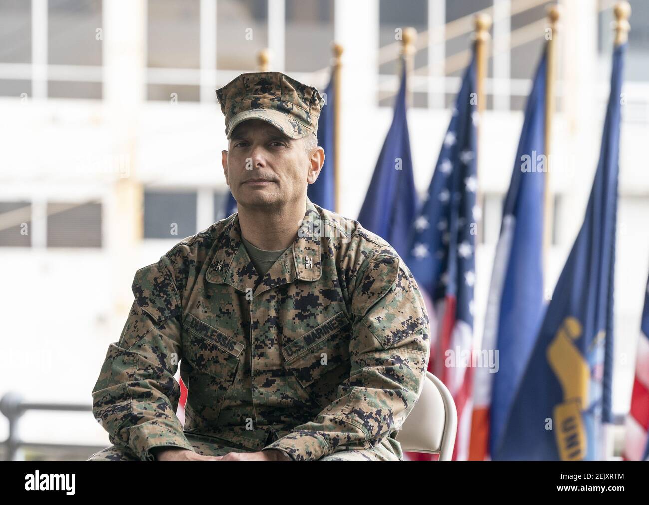 Colonel Brian Duplessis attends media briefing on arrival of USNS ...