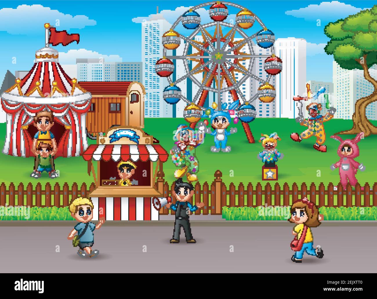 Family Amusement Park Clip Art