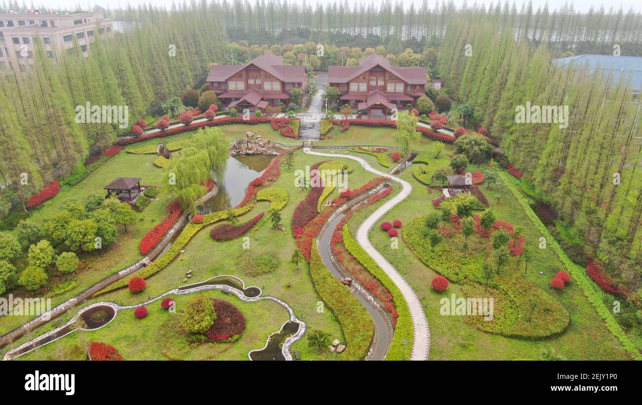 Jiangsuï¼ŒCHINA-Aerial photo taken on April 1, 2020 shows the beautiful ...