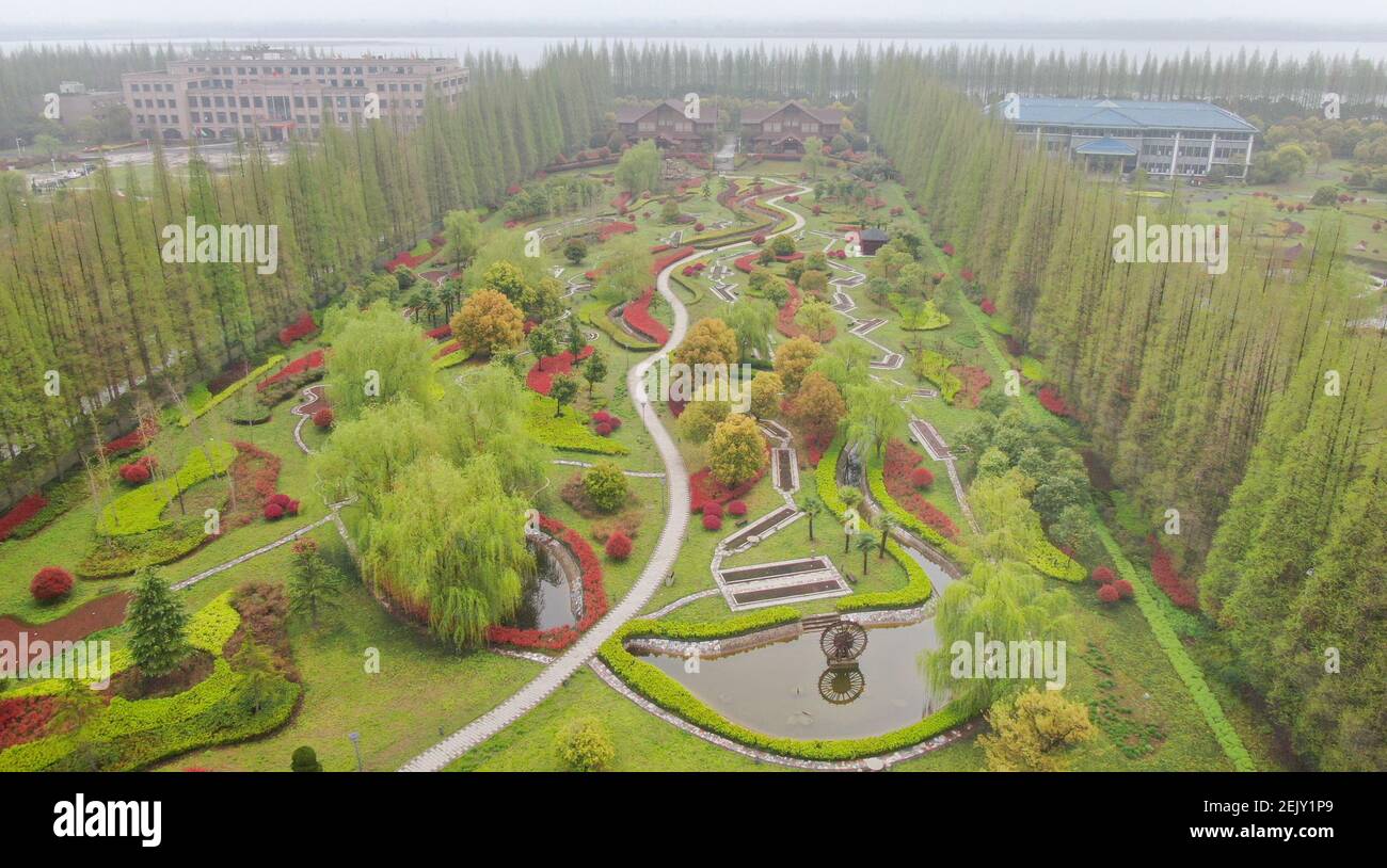 Jiangsuï¼ŒCHINA-Aerial photo taken on April 1, 2020 shows the beautiful ...