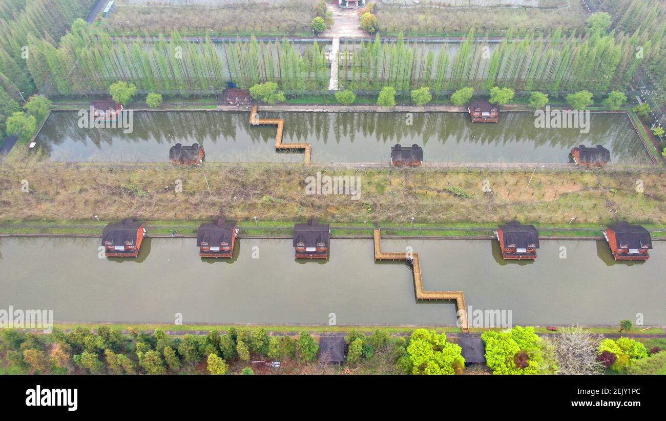 Jiangsuï¼ŒCHINA-Aerial photo taken on April 1, 2020 shows the beautiful ...