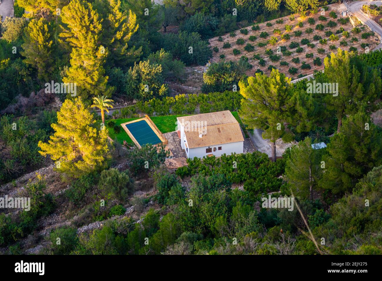Aerial view of a beautiful house in a countryside Stock Photo - Alamy