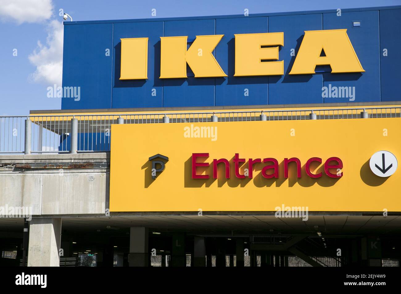 A logo sign outside of a Ikea retail store location in Woodbridge ...