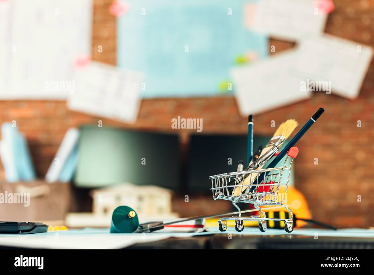 Tool of engineer and architecture for drawing and planing in cart on ...