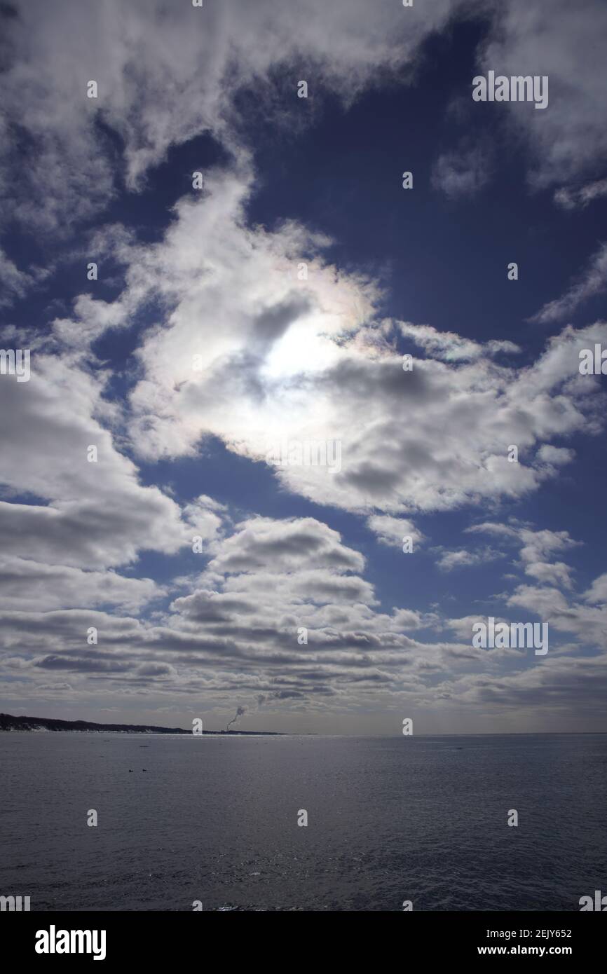 Grand Haven, Michigan, February 2021, The landscape of Lake Michigan ...