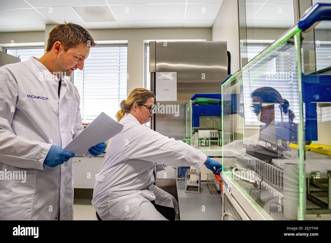 People working in the Microvida laboratory in the Bravis hospital in ...