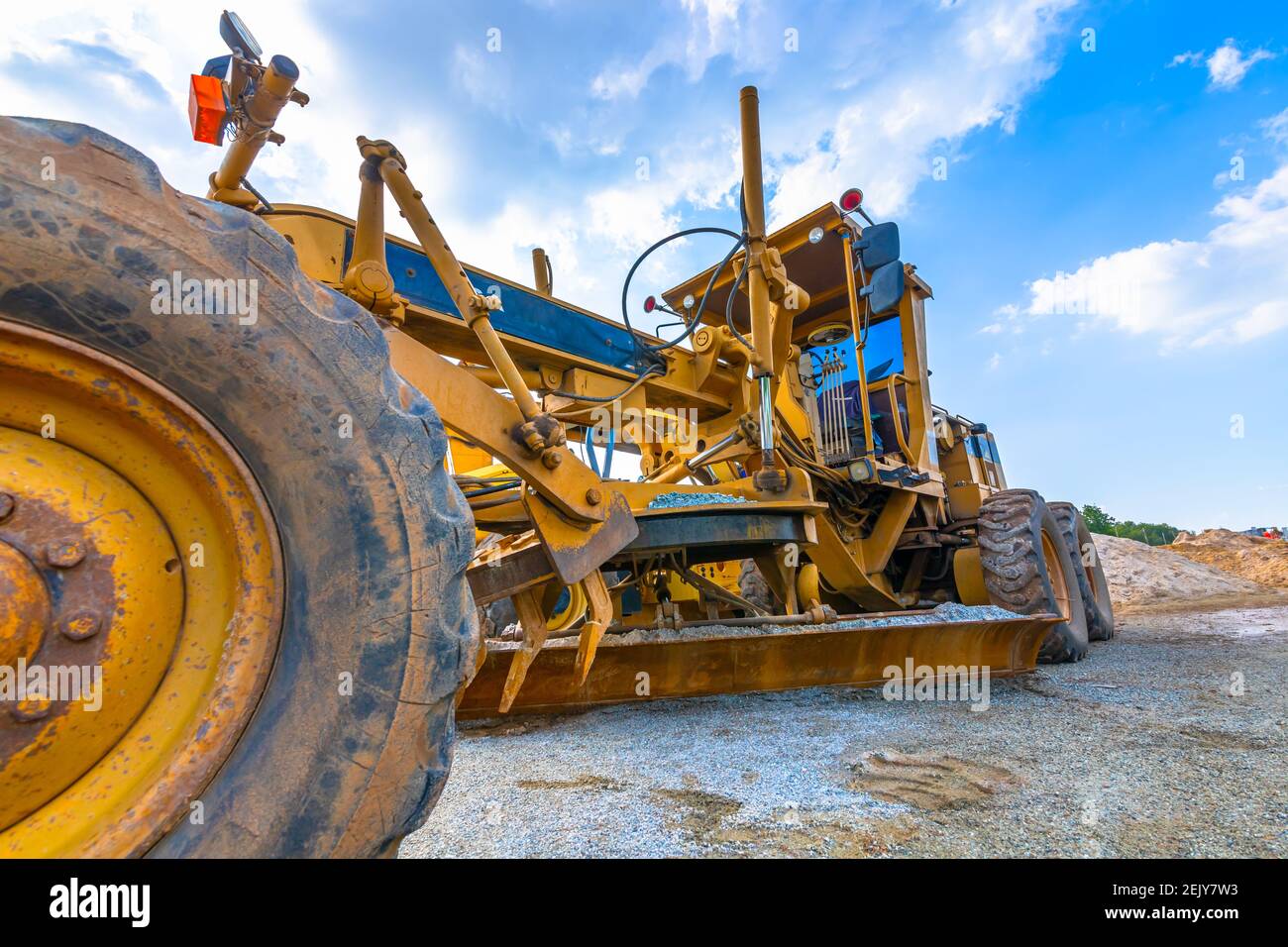 grader on the ground at site construction Stock Photo - Alamy