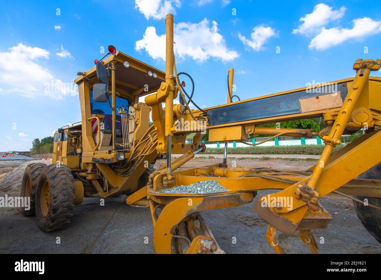 grader on the ground at site construction Stock Photo - Alamy