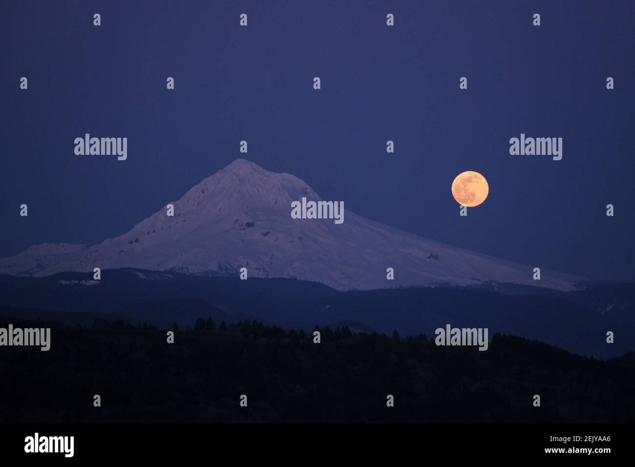 The largest supermoon of the year rises over Mount Hood as seen from ...