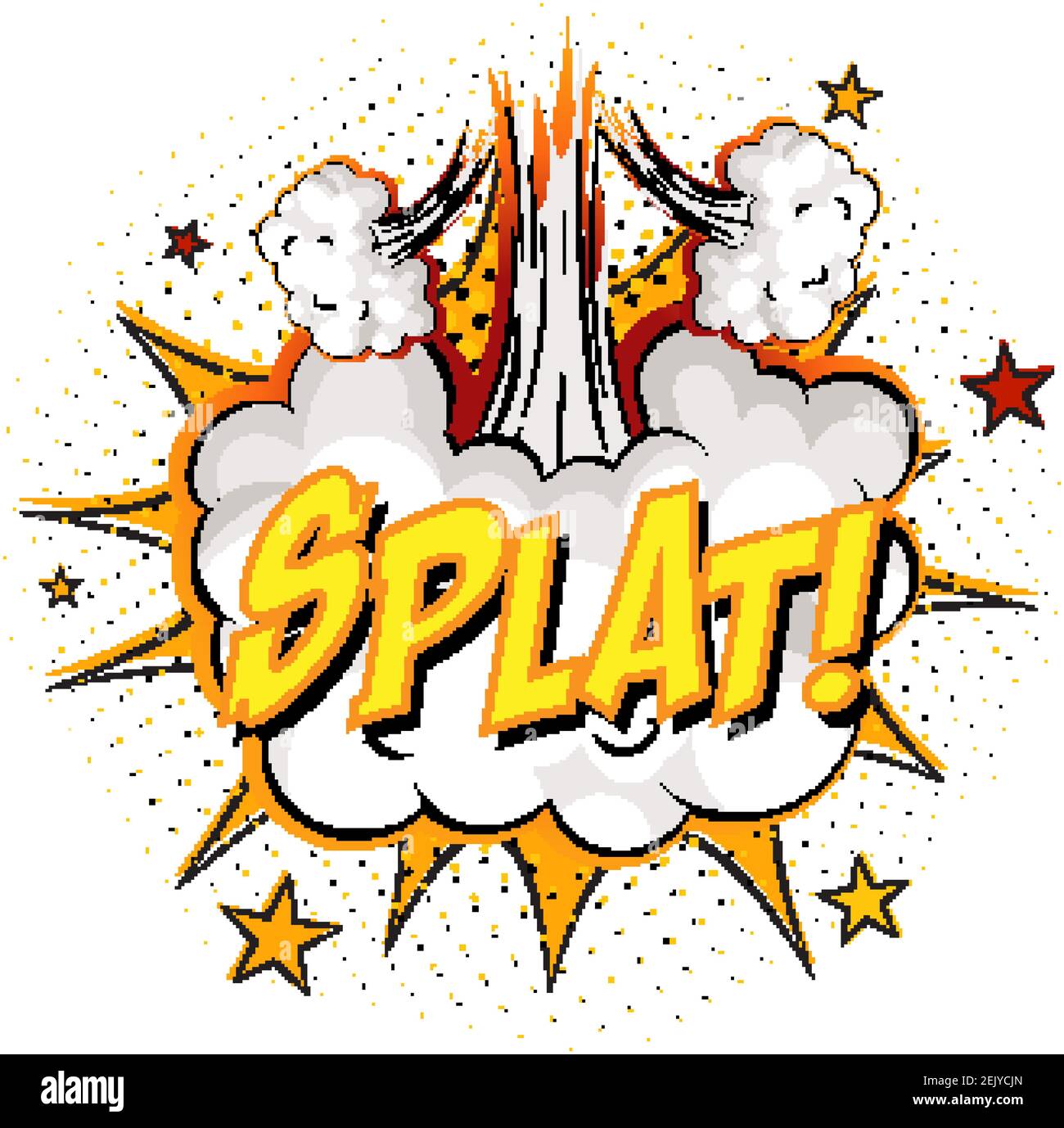 SPLAT text on comic cloud explosion isolated on white background ...
