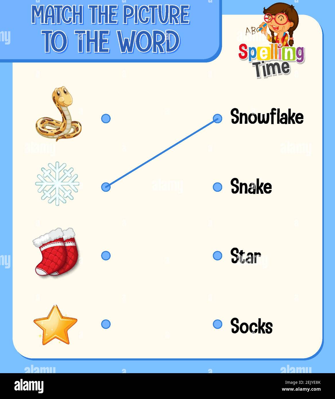 Match the picture to the word worksheet for children illustration Stock ...