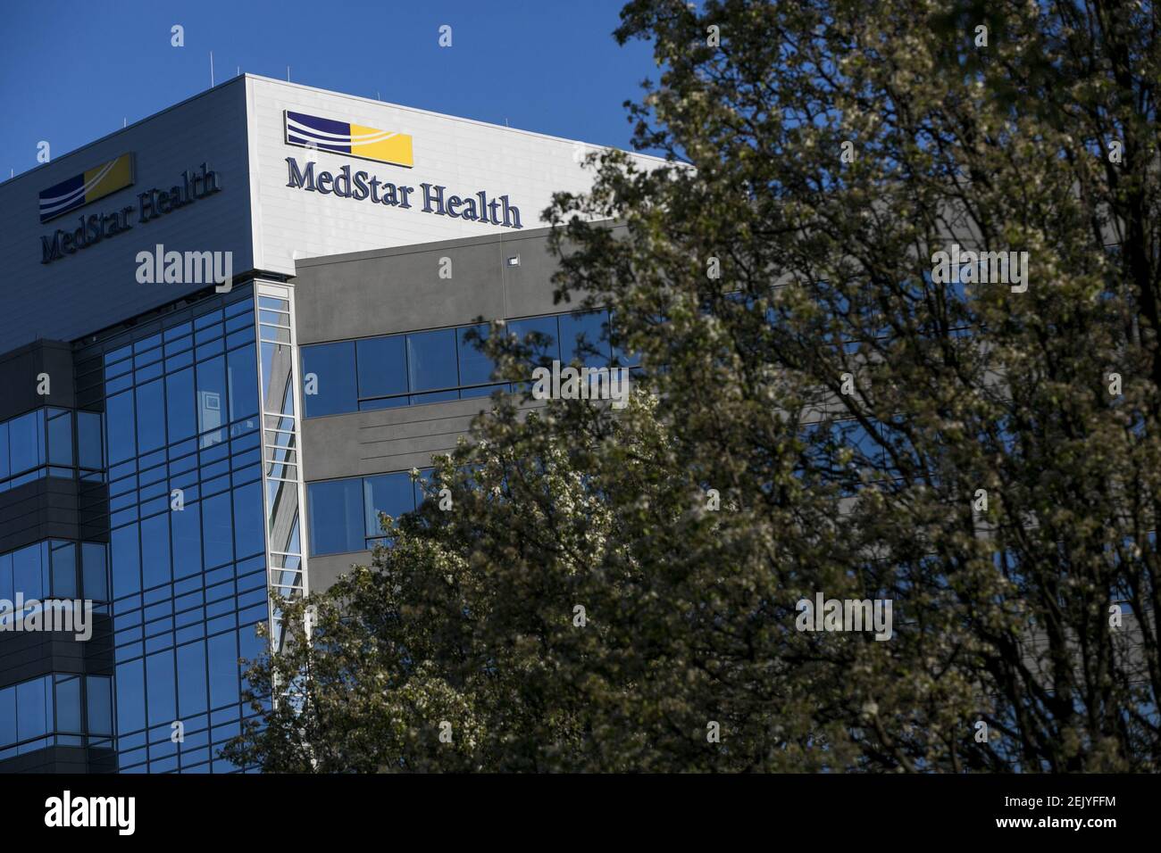 A logo sign outside of the headquarters of MedStar Health in Columbia ...
